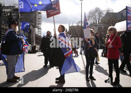 Anti-Brexit activists hold a budget day demonstration outside the ...