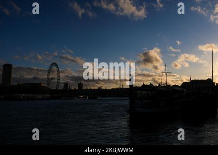 View of the Waterloo Bridge as the sun sets London on March 11, 2020 ...