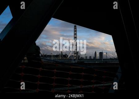 View of the Waterloo Bridge as the sun sets London on March 11, 2020 ...