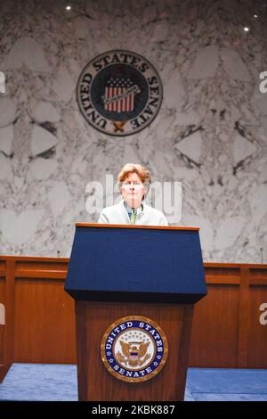U.S. Senator Jeanne Shaheen speaks as she participates in a panel ...