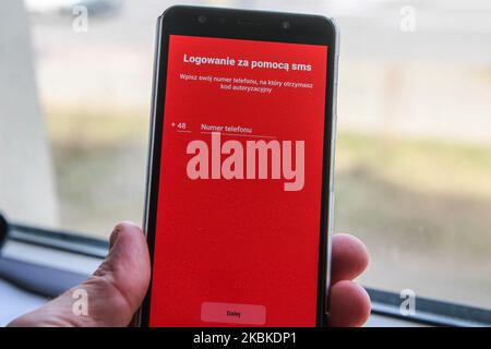 The Home Quarantine app opened on Android phone is seen in Gdynia ...