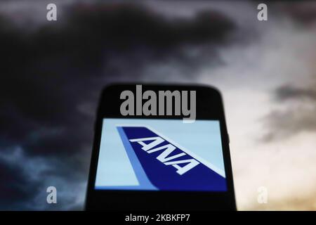 In this photo illustration, the All Nippon Airways (ANA) logo seen ...