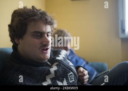 Turin, Italy 30 March 2020. Edoardo, an autistic boy lives the Covid-19 ...