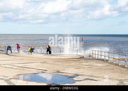 Family visiting Ness point Englands most easterly point Lowestoft ...