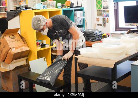 3crowd employees make full face PPE Shields protective visors for the ...
