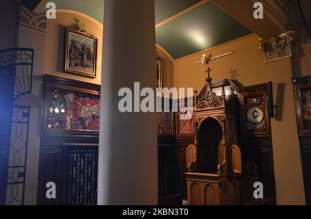 A view of a restored confessional in which Sister Faustina confessed for several years, seen ...