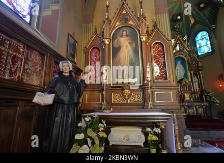 A view of a restored confessional in which Sister Faustina confessed for several years, seen ...
