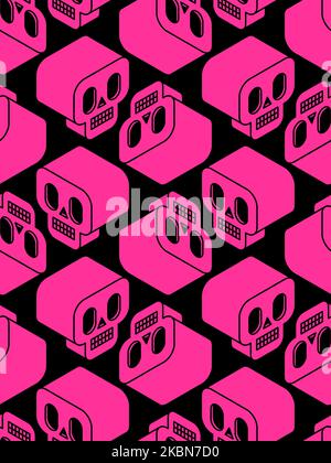 Skull pattern seamless isometric style. Cranium background. cartoon ...