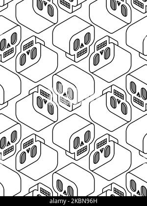 Skull pattern seamless isometric style. Cranium background. cartoon ...