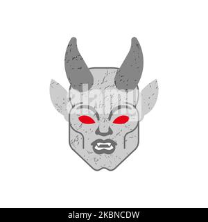 Gargoyle face isolated. Head Stone demonic character, monster ...