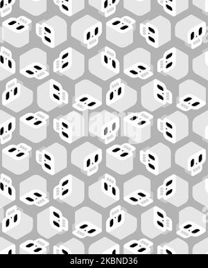 Skull pattern seamless isometric style. Cranium background. cartoon ...