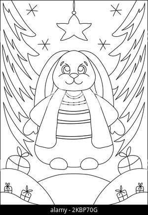 Year Of The Rabbit 2023 Coloring Page for Kids Stock Vector Image & Art ...