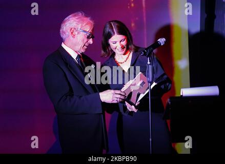 Elliot Grove presents Gemma Arterton (right) with the Icon Award at the ...
