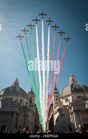 The Frecce Tricolori (Tricolor Arrows) aerobatic squad of the Italian ...