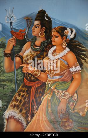 Fresco of Lord Siva (Lord Shiva) and Goddess Parvati adorns the Arul ...