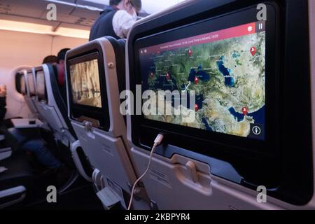 New In flight entertainment screen on a new plane with touch screen ...