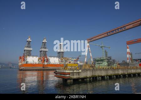 A View scene of Samsung Heavy Industry Company Shipbuilding yard in ...