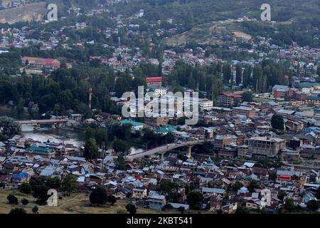Aerial view of Baramulla town, in north Kashmir's Baramulla District ...