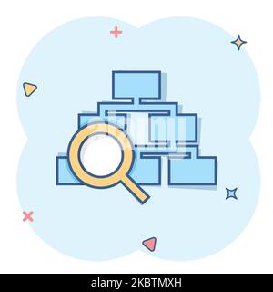 Hierarchy diagram icon in comic style. Structure search cartoon vector ...