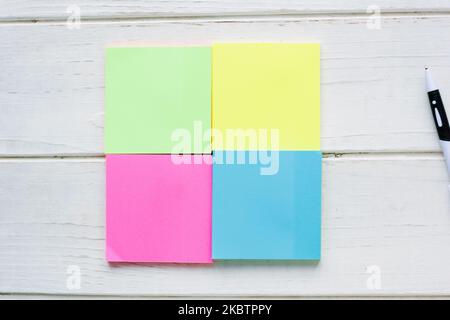 different colors stickers for notes with a copy space Stock Photo - Alamy
