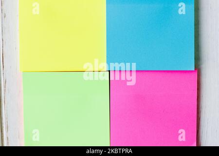 different colors stickers for notes with a copy space Stock Photo - Alamy