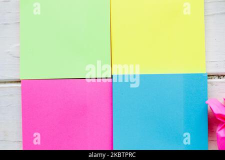 different colors stickers for notes with a copy space Stock Photo - Alamy