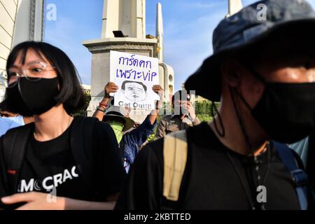 Pro-democracy displaying a placard during protest calling for the Thai ...