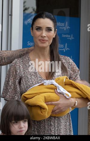 Pilar Rubio present their new born child Maximo Adriano at La Moraleja ...