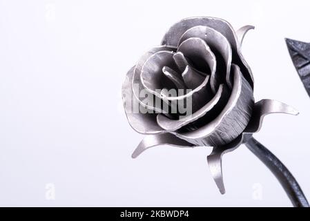 Closeup of a hand forged wrought iron rose Stock Photo - Alamy