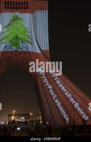 The video mapping is projected on the Azadi (Freedom) Monument in ...