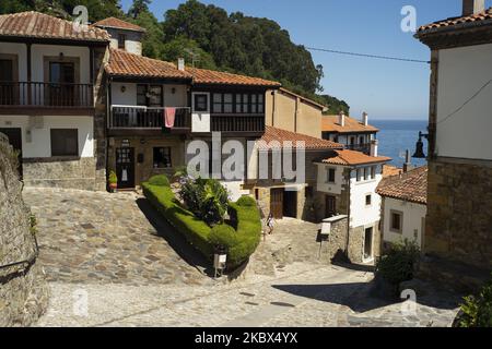 view of the historical Center of Lastres in Asturias, Spain on August ...