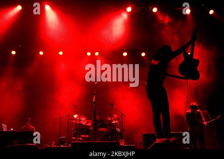 Neil Primrose of the Scottish rock band Travis performs in concert at ...