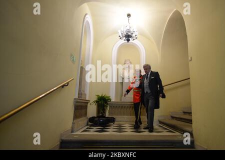 (L-R) Andrzej Maria Jozef Mankowski (bride's father), Prince Stanislaw ...