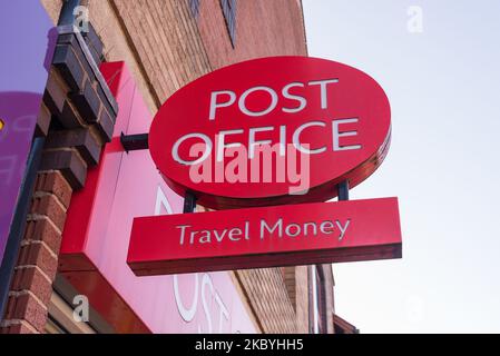 The sign for the Post Office advertising Travel Money in Bakewell ...