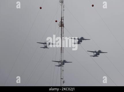 Military air parade in the Zócalo of Mexico City, on the occasion of ...