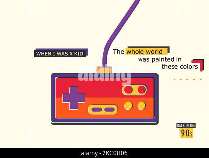 Multicolored vector illustration of retro joystick for computer video ...