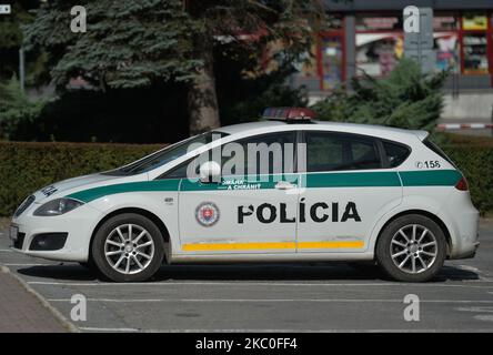 Slovakia police car is seen in Trnava, Slovakia, on 29th February, 2020 ...