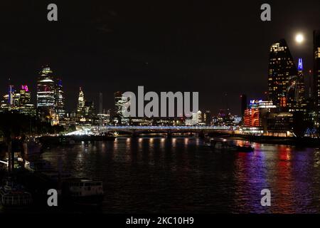 Full moon is seen over Southbank of London, England on October 1, 2020 ...