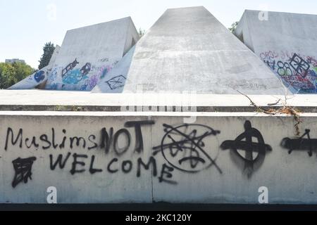 'Muslims NOT Welcome' a wall graffiti seen on Memorial Complex Hillock ...