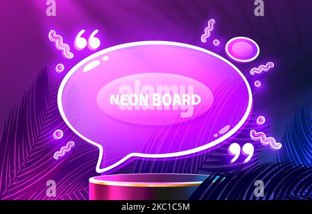 Neon chat frame, bubble led talk. Vector illustration Stock Vector ...