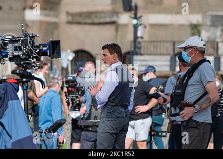 Tom Cruise in via dei Fori Imperiali for the filming of Mission ...