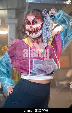 General view of Blood Manor Haunted Attraction in Soho area on October ...