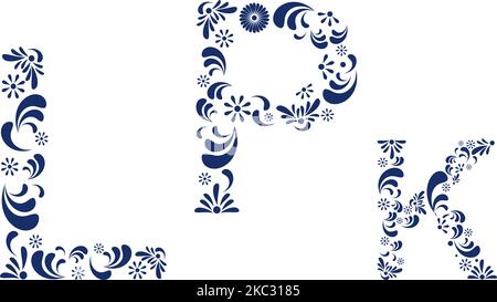 mexican talavera alphabet letters set collection illustration in vector ...