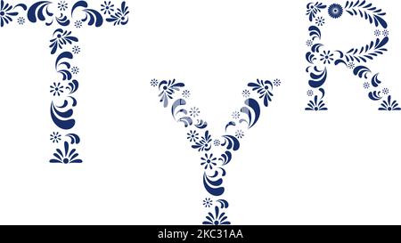 mexican talavera alphabet letters pack illustration in vector format ...