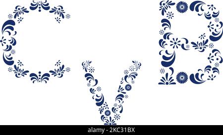 mexican talavera alphabet letters set collection illustration in vector ...