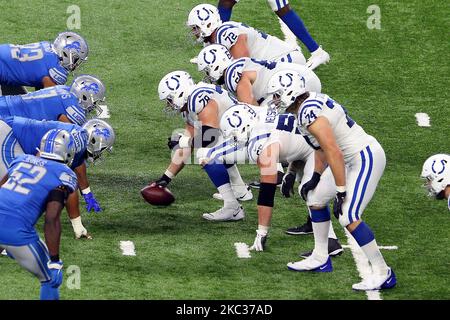 Indianapolis Colts center Ryan Kelly stretches during warmups before an ...
