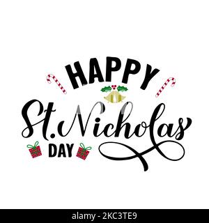 Happy St. Nicholas Day calligraphy hand lettering isolated on white ...