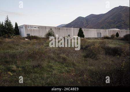 An outdoor view of the industrial shed of the Italian company Desmon ...