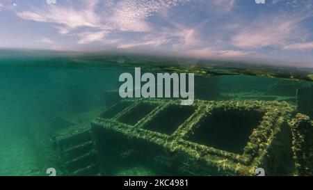 shipwreck of epanomi in halkidiki greece with drone Stock Photo - Alamy