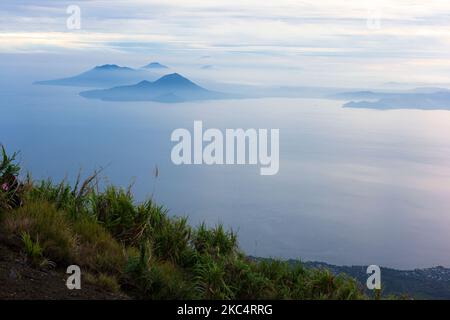 View of Halmahera sea, North Maluku, Indonesia with small islands ...